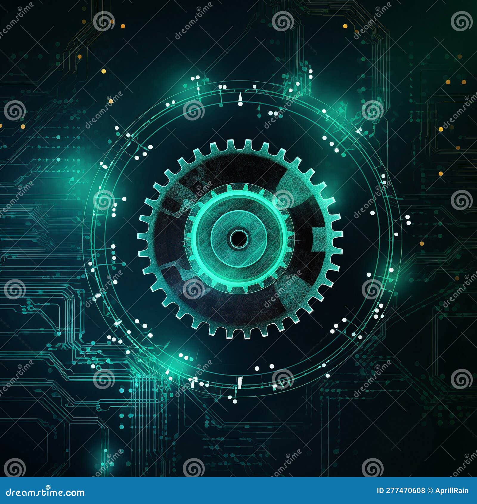 Hi Tech Background with Machine Gear Stock Illustration - Illustration ...