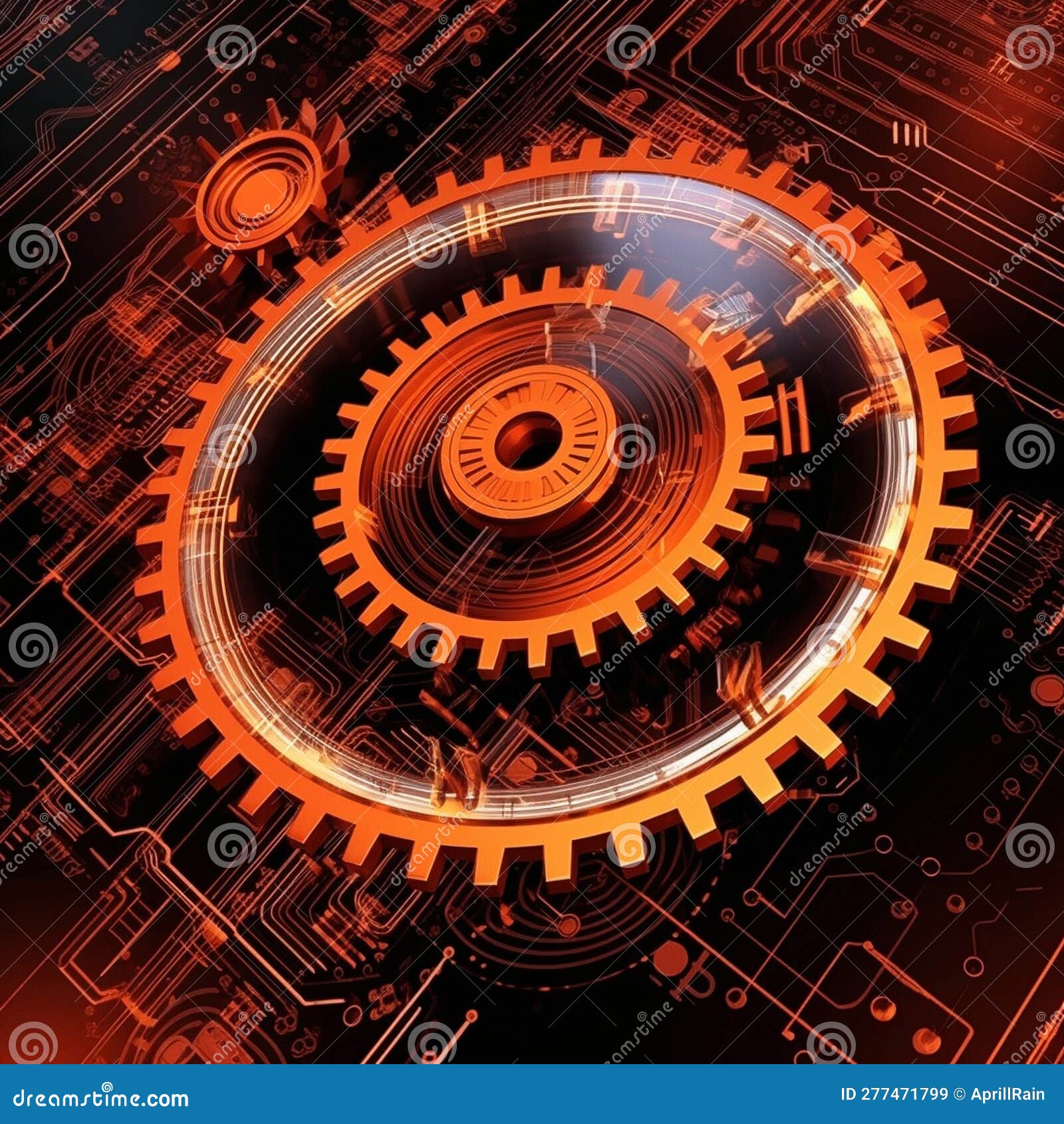 Hi Tech Background with Machine Gear Stock Illustration - Illustration ...