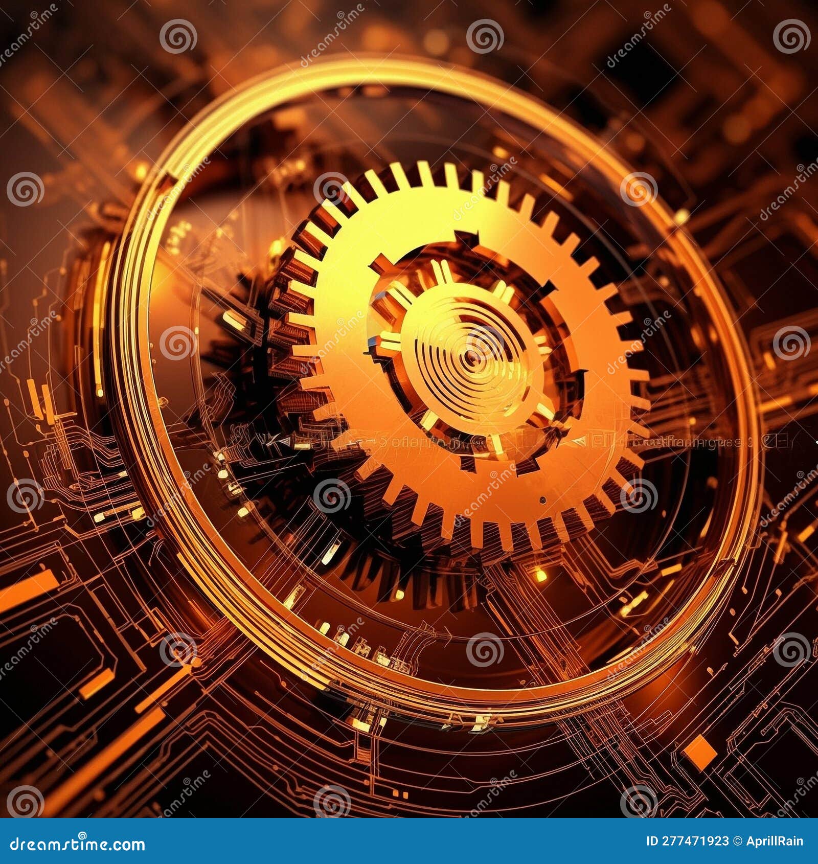 Hi Tech Background with Machine Gear Stock Illustration - Illustration ...