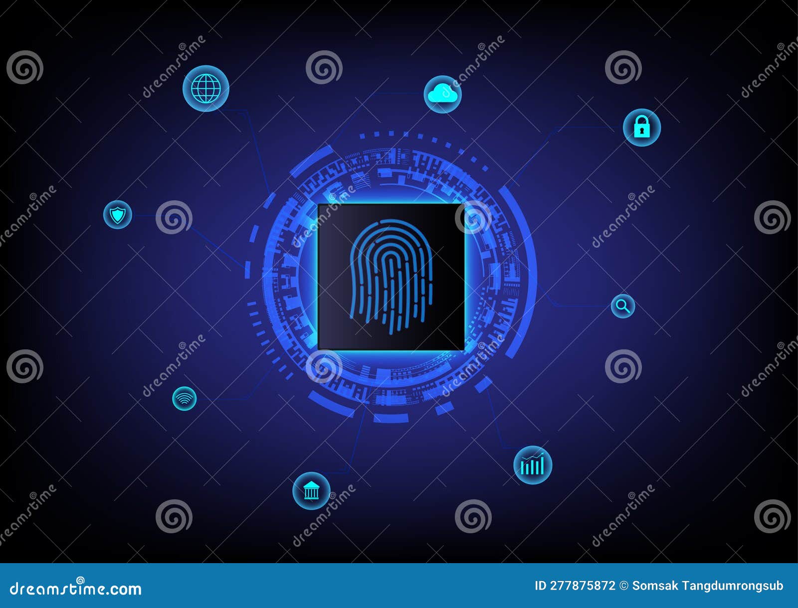 Hi Tech Background Security with Fingerprint Scanning To Access the ...