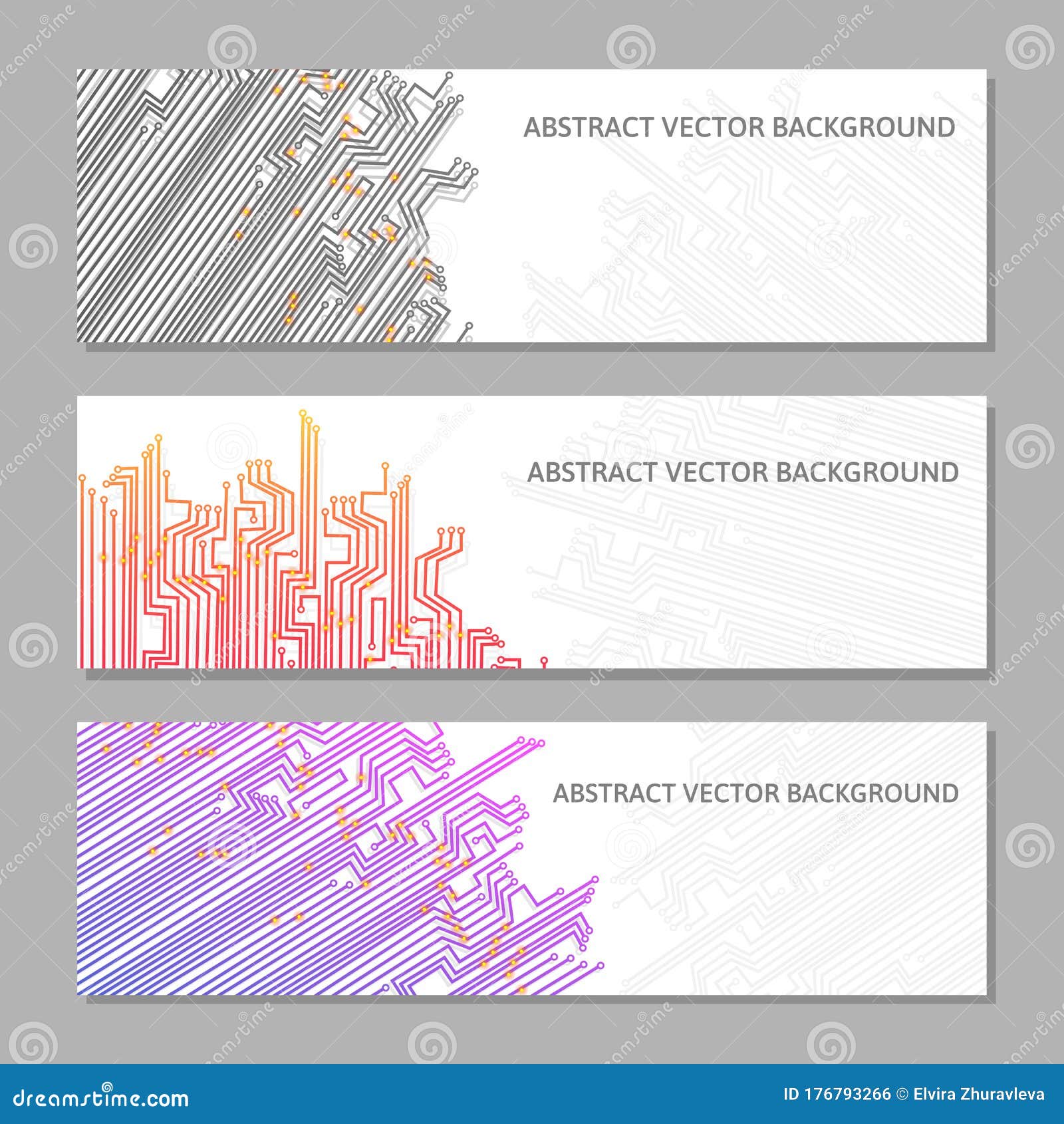Hi-tech Banners with Microchip Elements and Copy Space for Any Text on ...