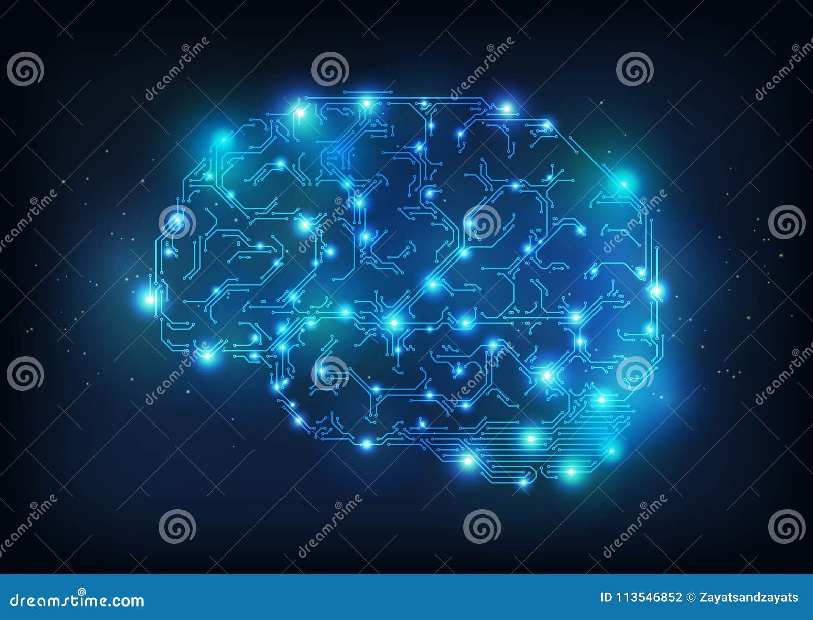 Hi-tech brain stock vector. Illustration of computer - 113546852
