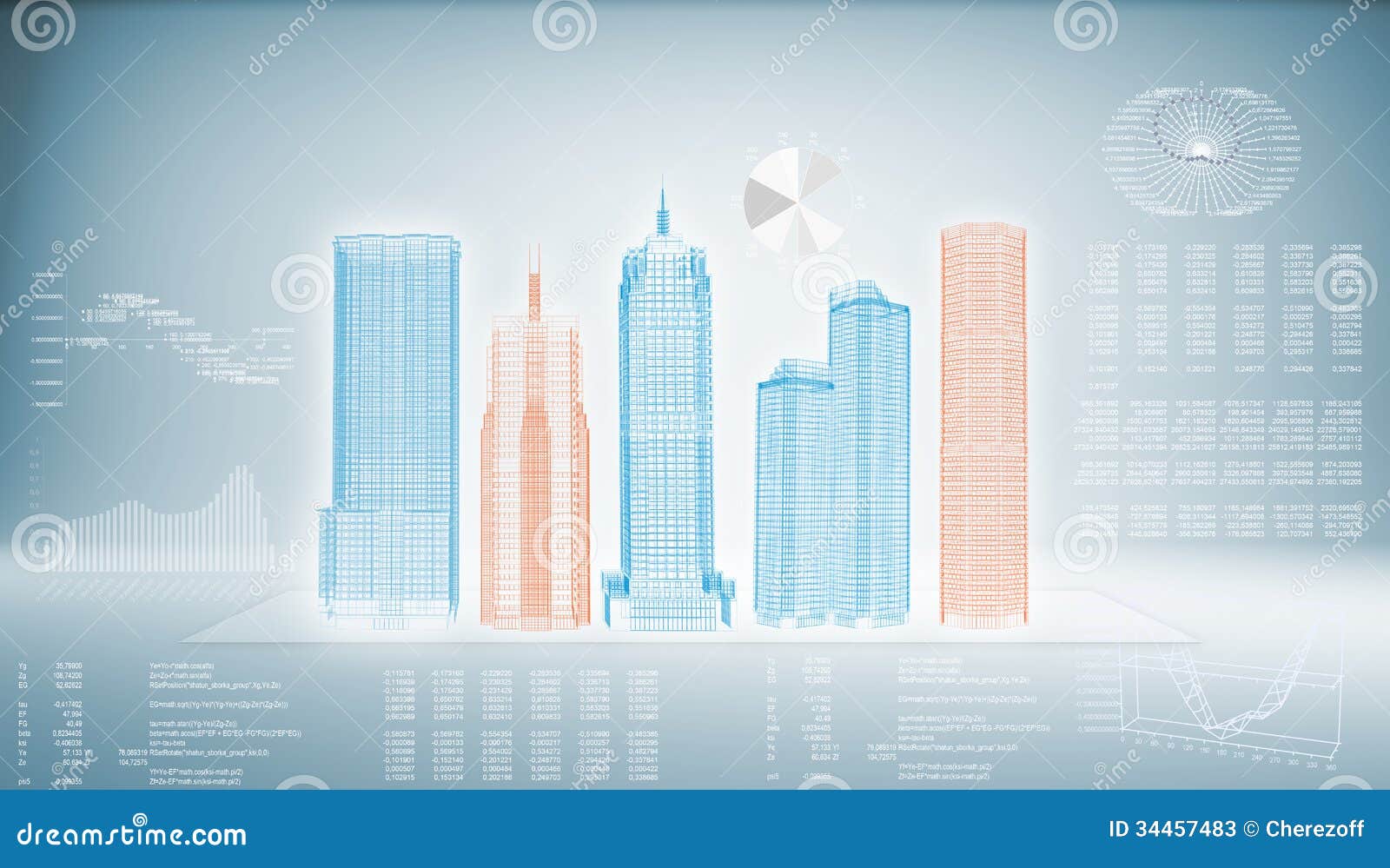Hi-tech Building on a Blue Background Stock Illustration - Illustration ...