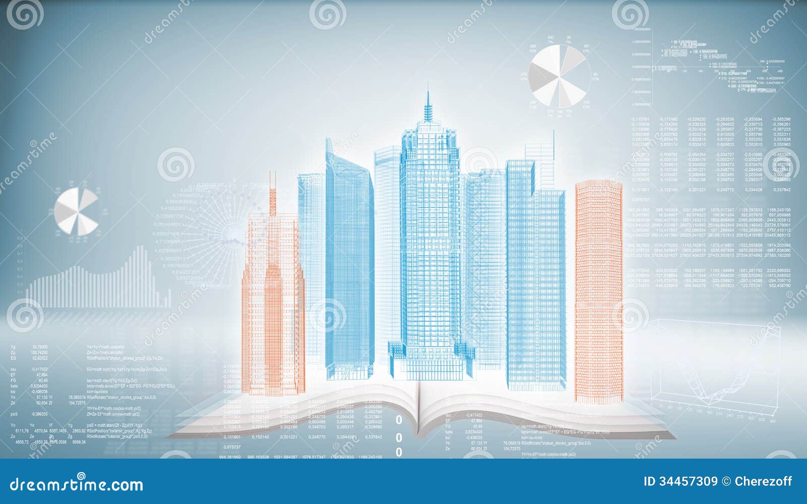 Hi-tech Building on Blue Background Stock Illustration - Illustration ...