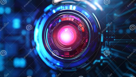 Hi-tech Button. Button Icon on Technology Background Stock Illustration ...