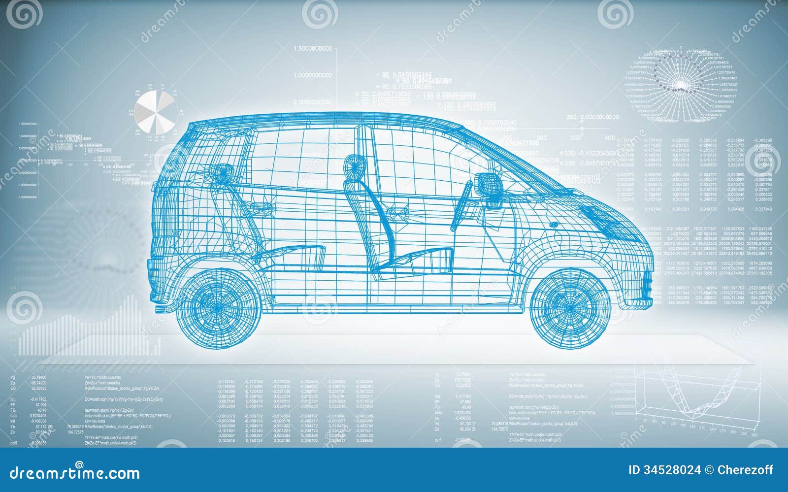 Hi-tech Car on a Blue Background Stock Illustration - Illustration of ...