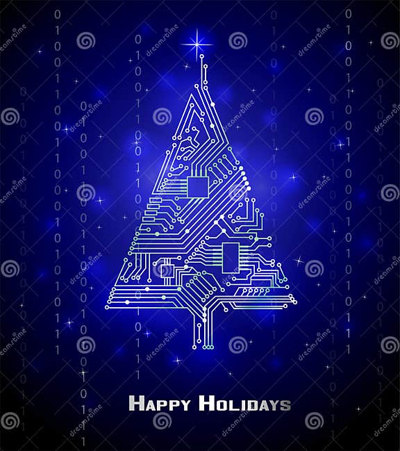 Hi-tech Christmas tree stock vector. Illustration of microchip - 48032923