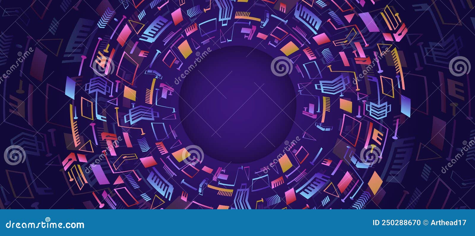 Hi-tech Circle Design Innovation Concept. Abstract Futuristic Wide ...