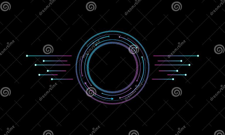 Hi-tech Circle with a Rectangular Shapes on Black Abstract Background ...