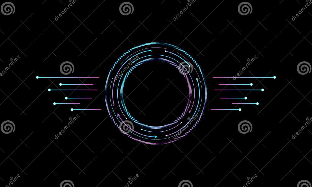 Hi-tech Circle with a Rectangular Shapes on Black Abstract Background ...