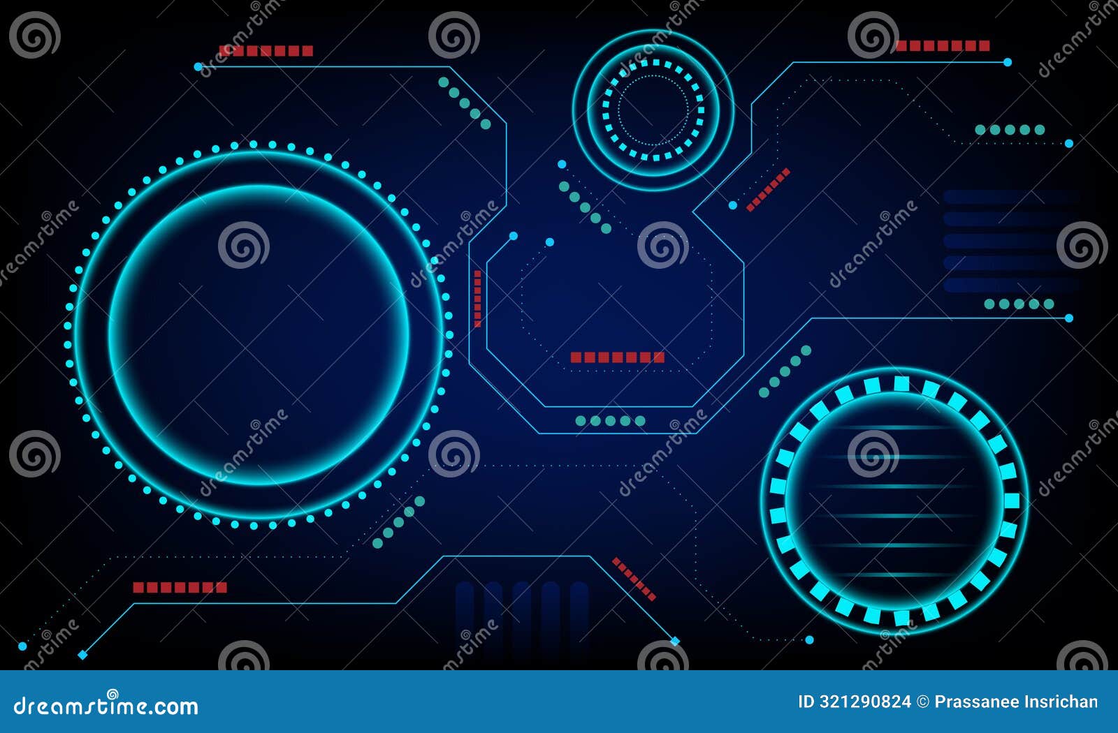 Hi-tech Circle with a Rectangular Shapes on Blue Abstract Background. Futuristic Communication ...