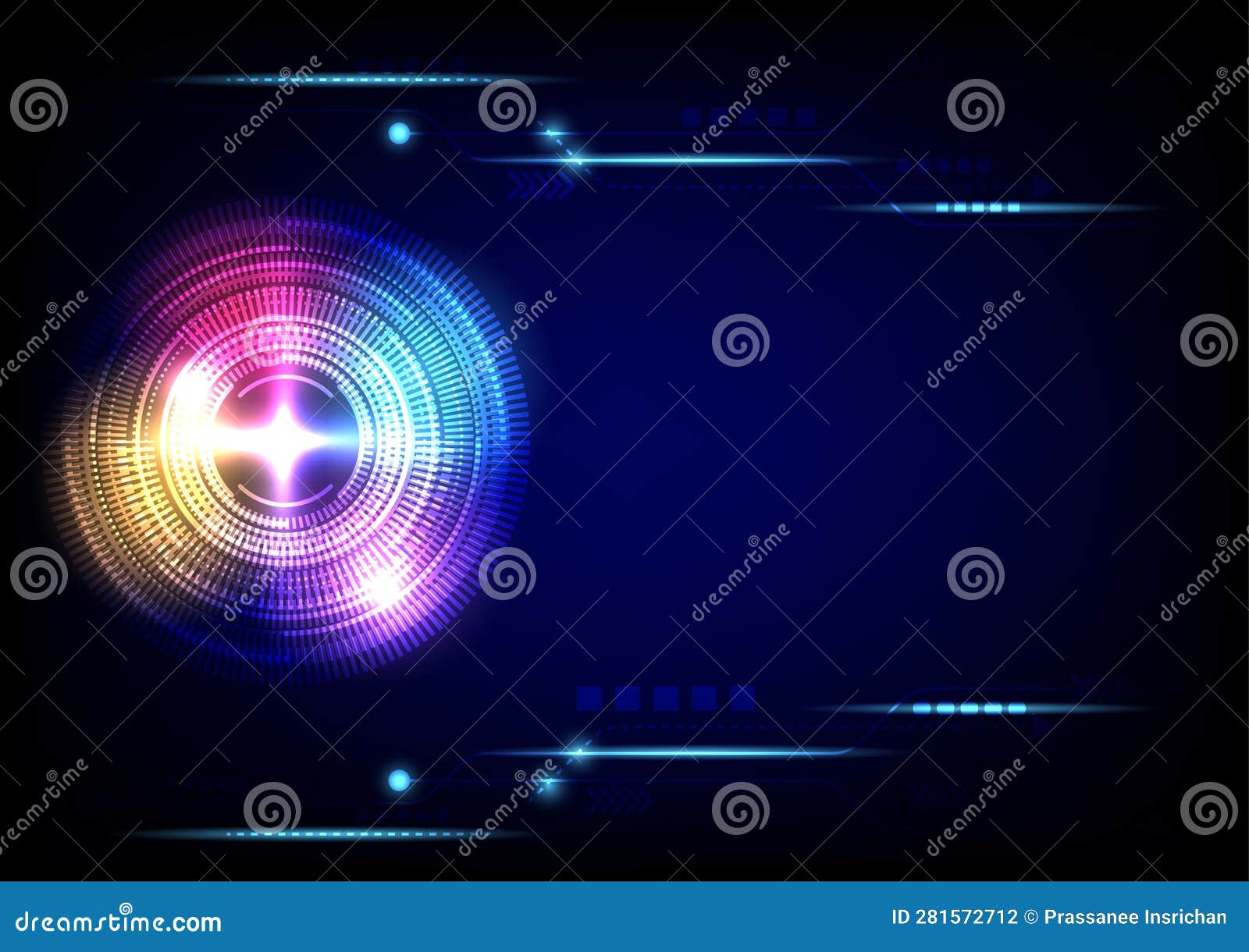 Hi-tech Circle with a Rectangular Shapes on Darkblue Abstract ...