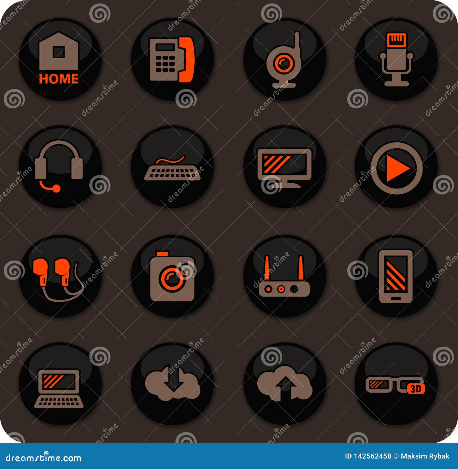 Hi tech icons set stock vector. Illustration of accumulator - 142562458