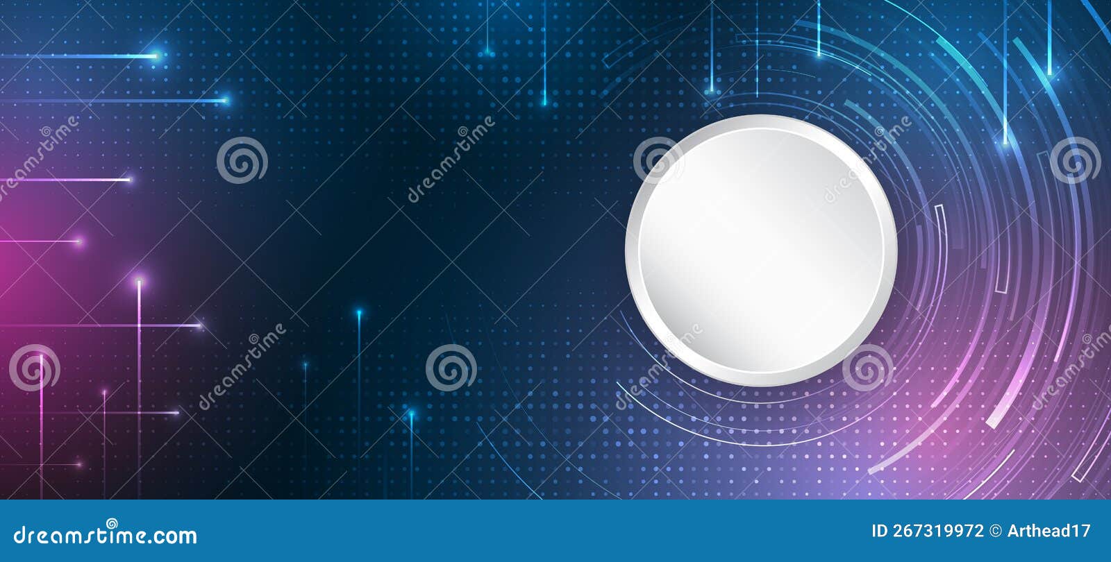 Hi-tech Computer Digital Technology Concept. Wide Blue Background with ...