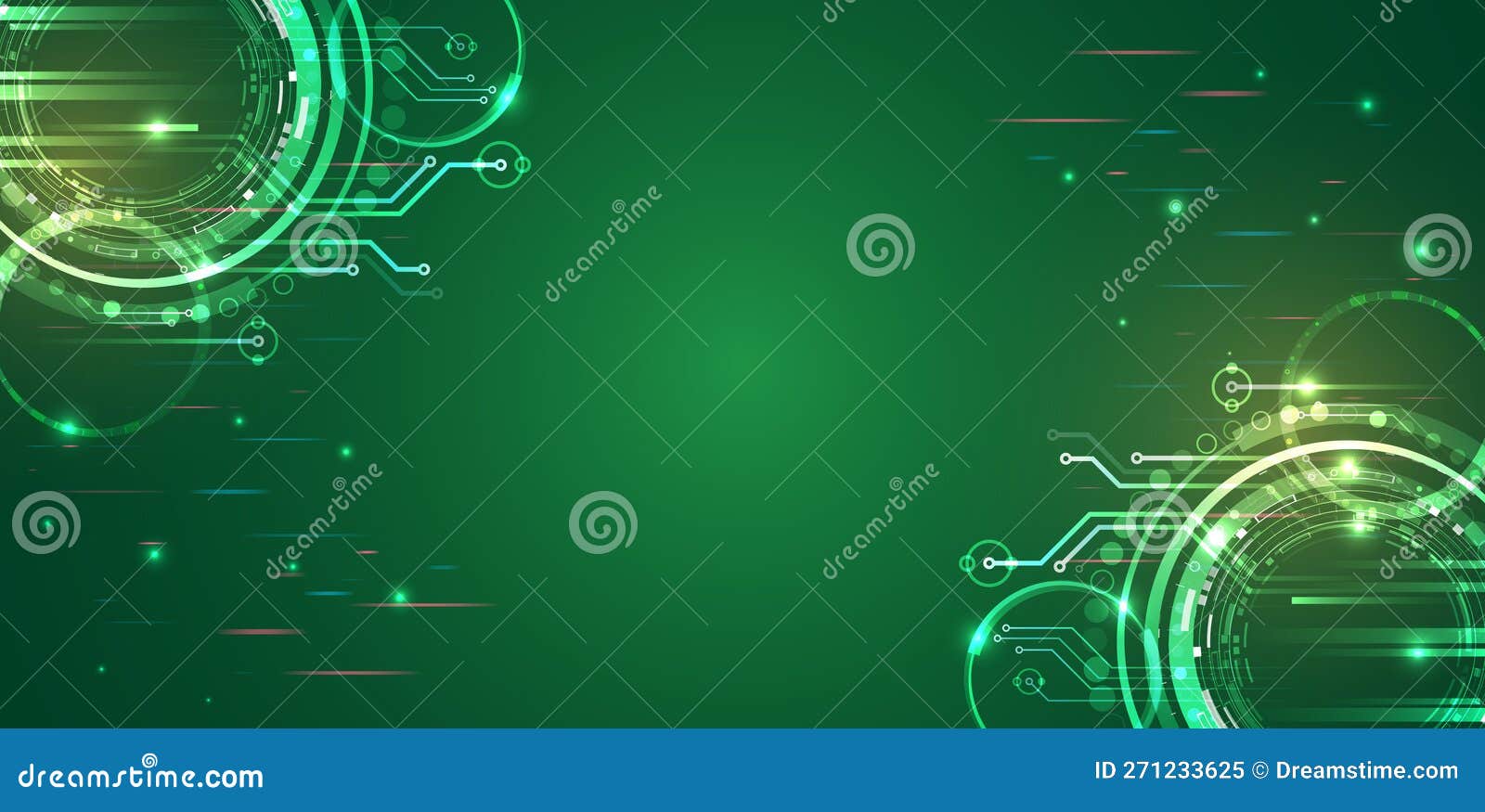 Hi-tech Computer Digital Technology Concept. Wide Blue Background with ...