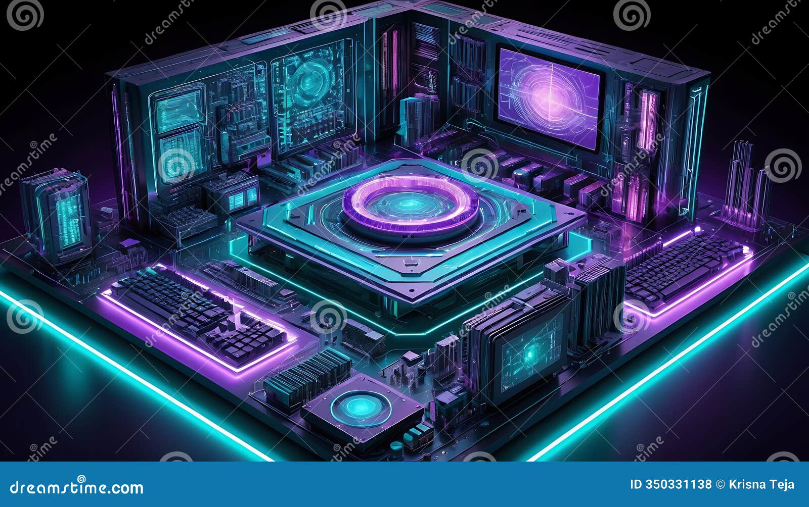 Hi-Tech Computer Interior with Energy Core Stock Illustration ...