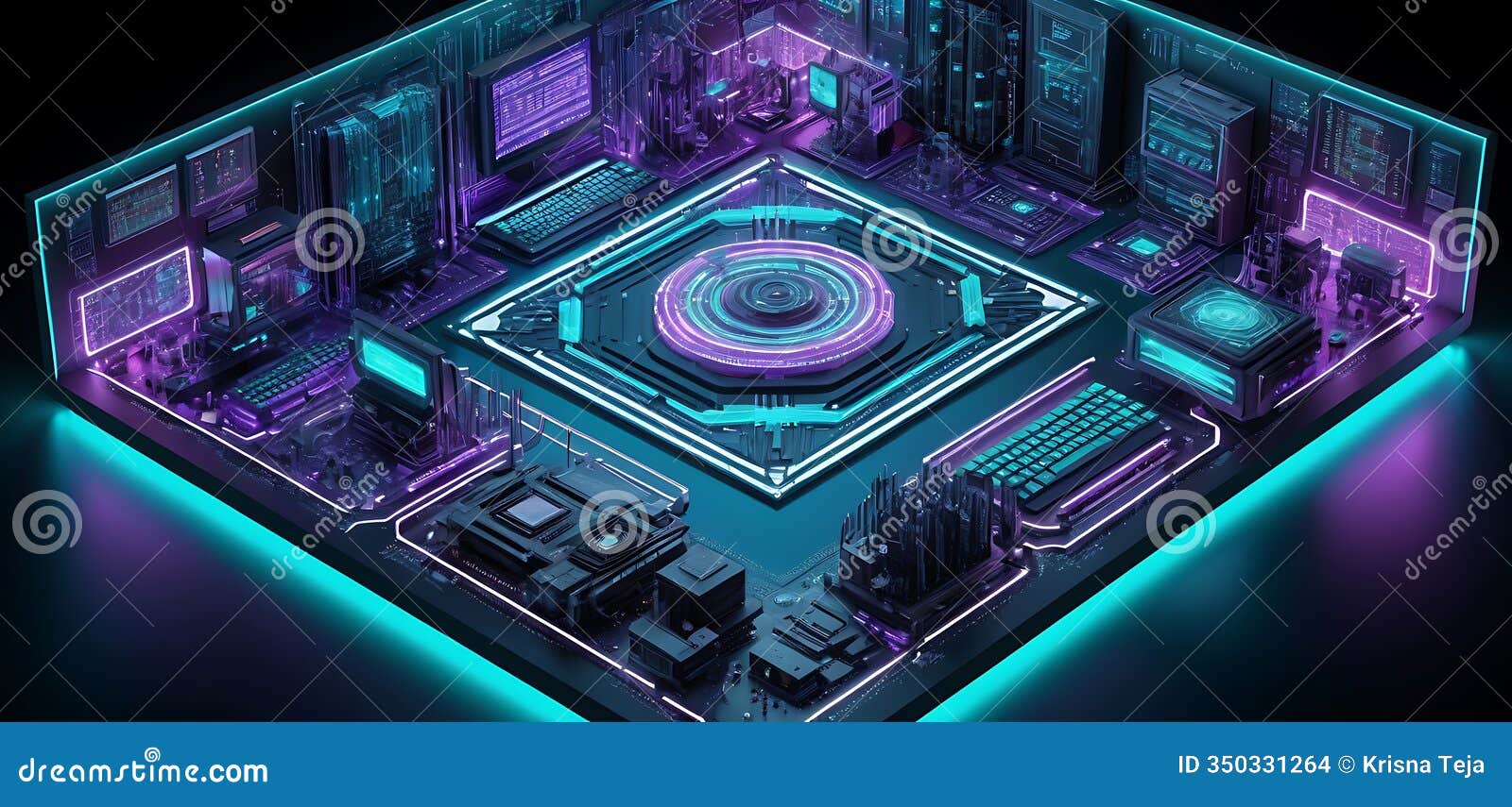 Hi-Tech Computer Interior with Energy Core Stock Illustration ...