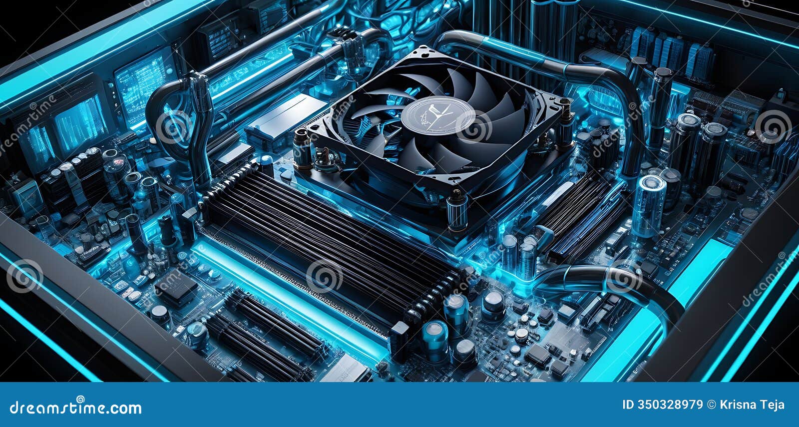Hi-Tech Computer Interior with Energy Core Stock Illustration ...