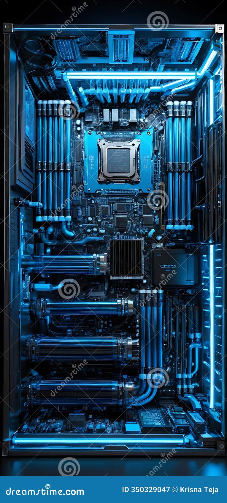 Hi-Tech Computer Interior with Energy Core Stock Illustration ...