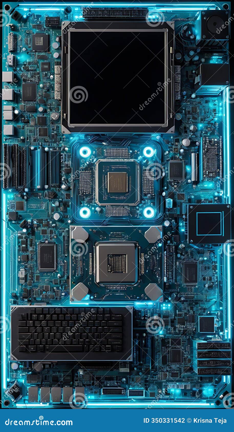 Hi-Tech Computer Interior with Energy Core Stock Illustration ...