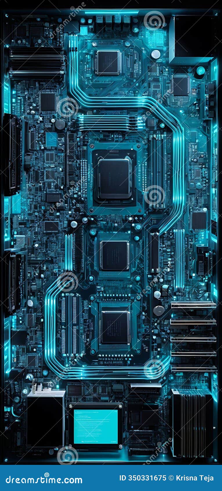 Hi-Tech Computer Interior with Energy Core Stock Illustration ...