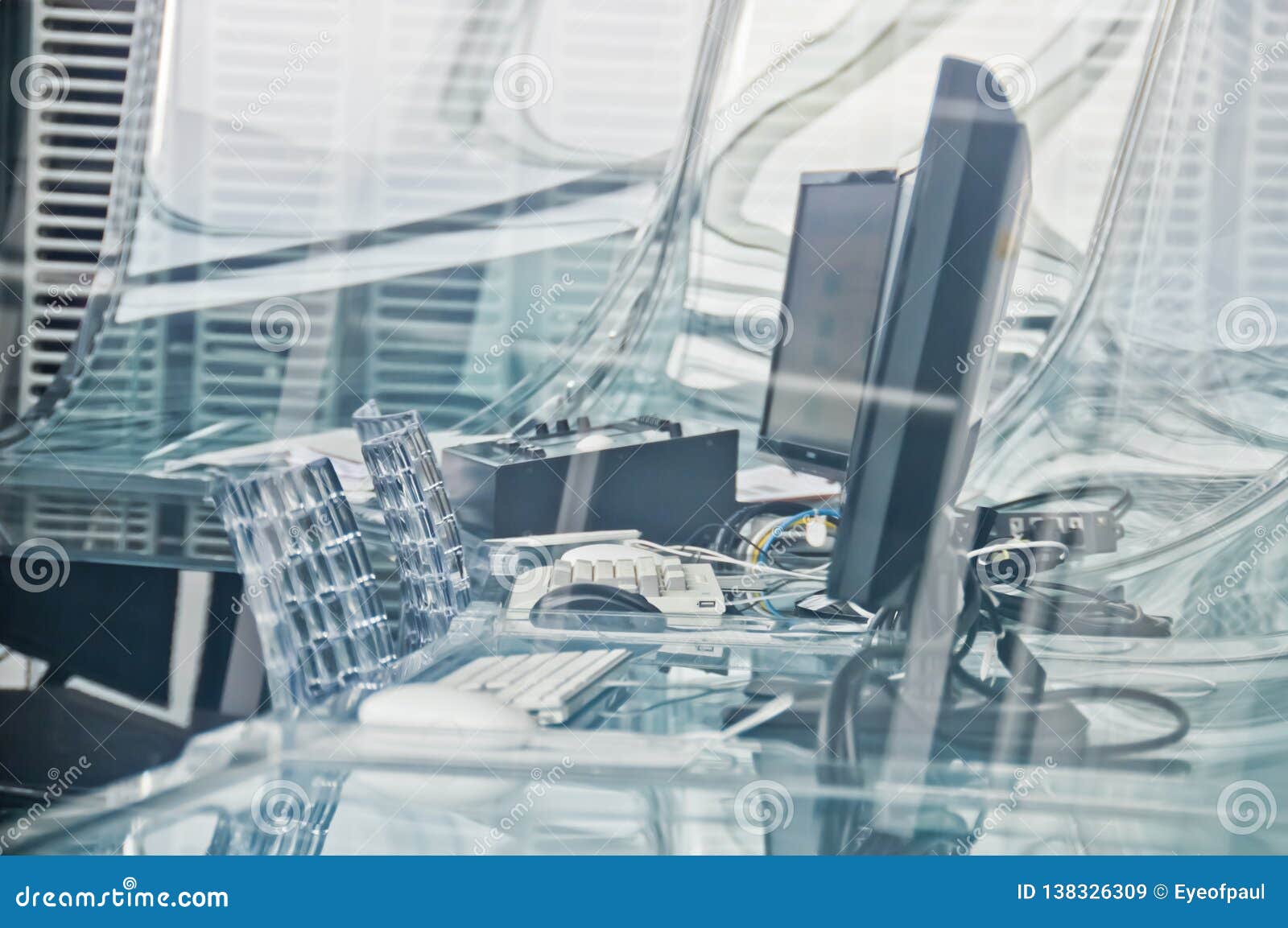 Hi-tech Computer Set in Operation Security Control Room with Monitors ...