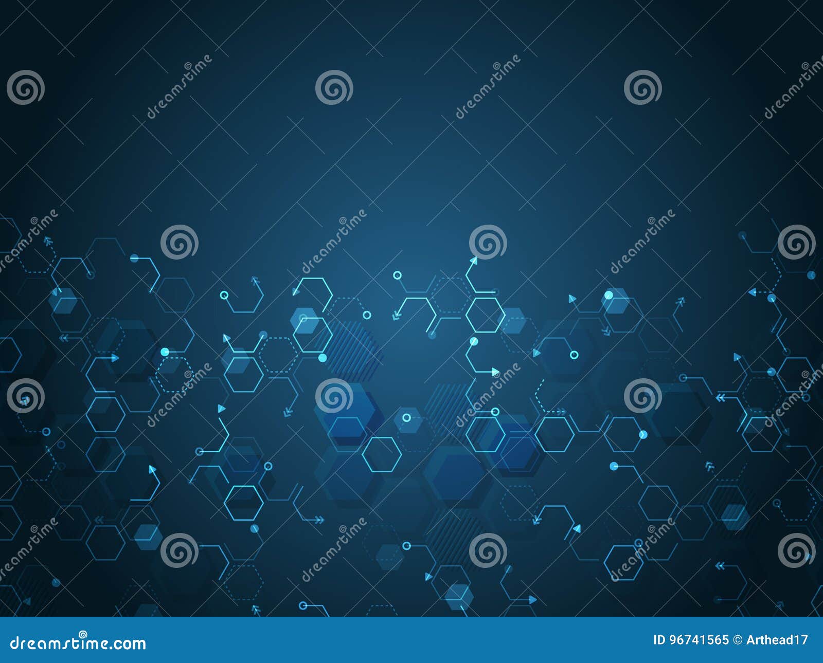 Hi-tech Computer Technology on the Blue Background. Abstract Hex Stock ...