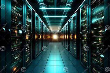 Hi-tech Data Center, Server Room, Supercomputer, Database, Network ...