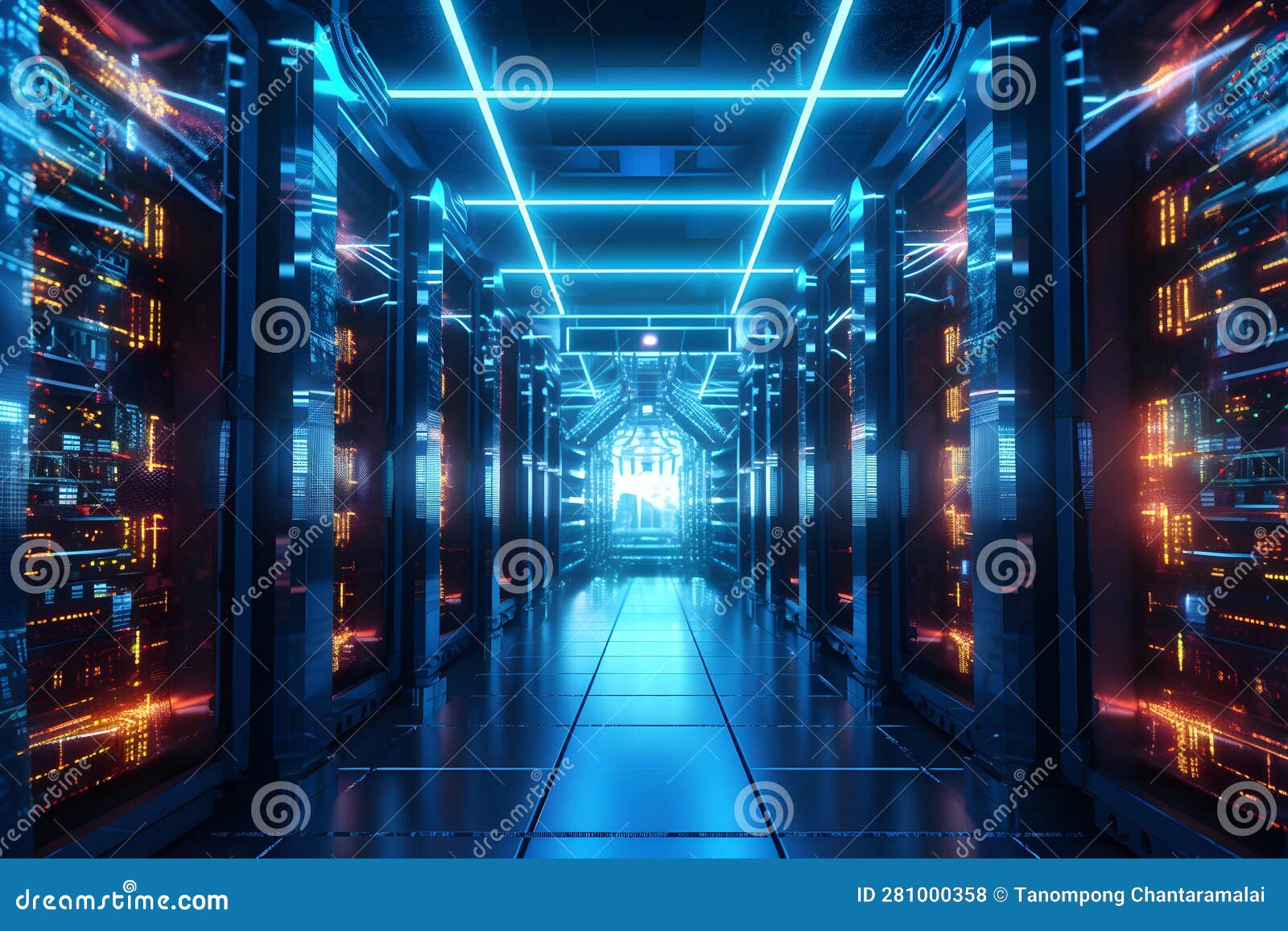 Hi-tech Data Center, Server Room, Supercomputer, Database, Network ...