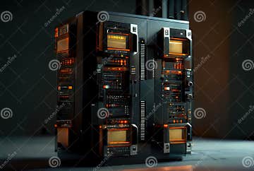 Hi-tech Data Storage Server Rack, Cloud Computing Design. AI Generated ...