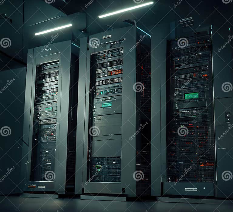 Hi-tech Data Storage Server Rack, Cloud Computing Design. AI Generated ...