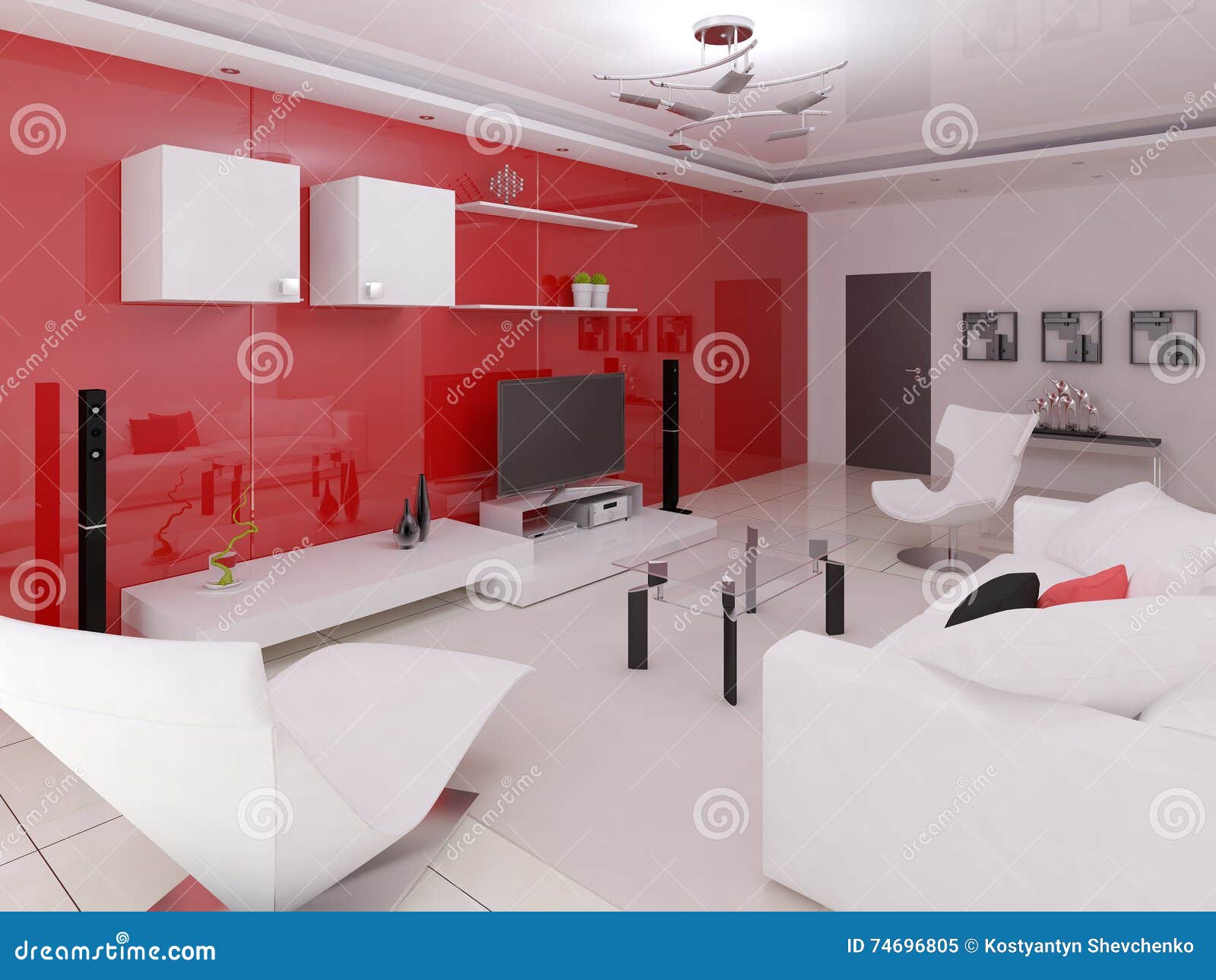 Hi-tech Design of the Living Room. Stock Illustration - Illustration of ...