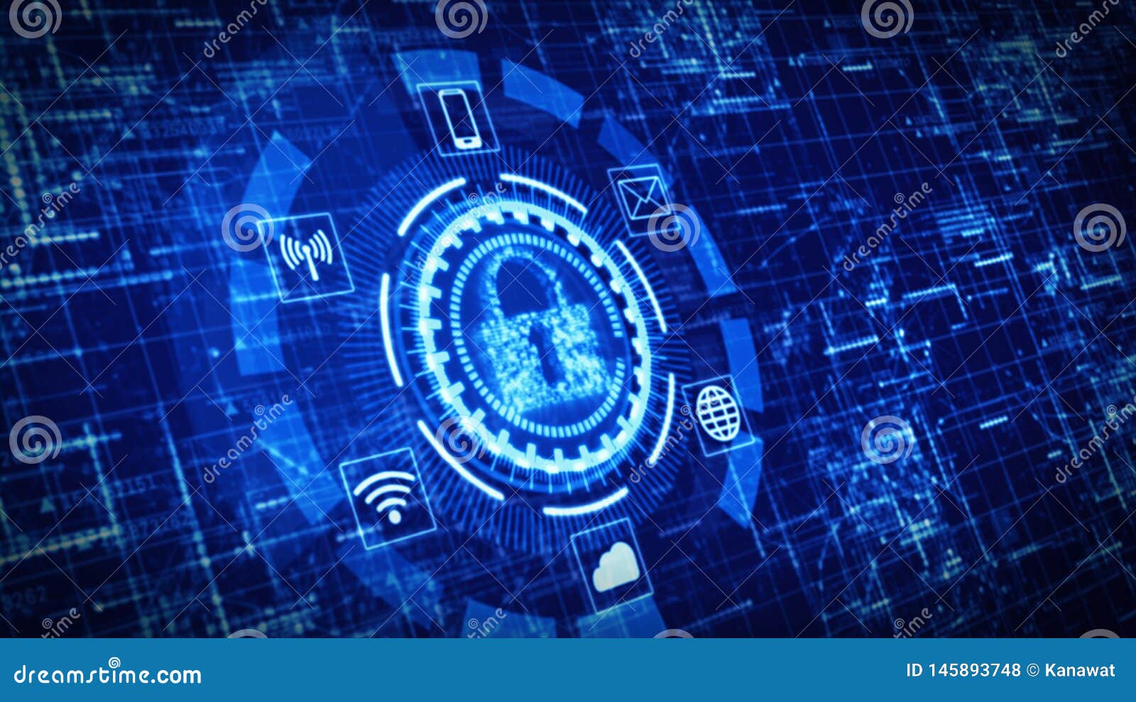 Hi-Tech Digital Cyber Security Display Infographic Stock Illustration ...