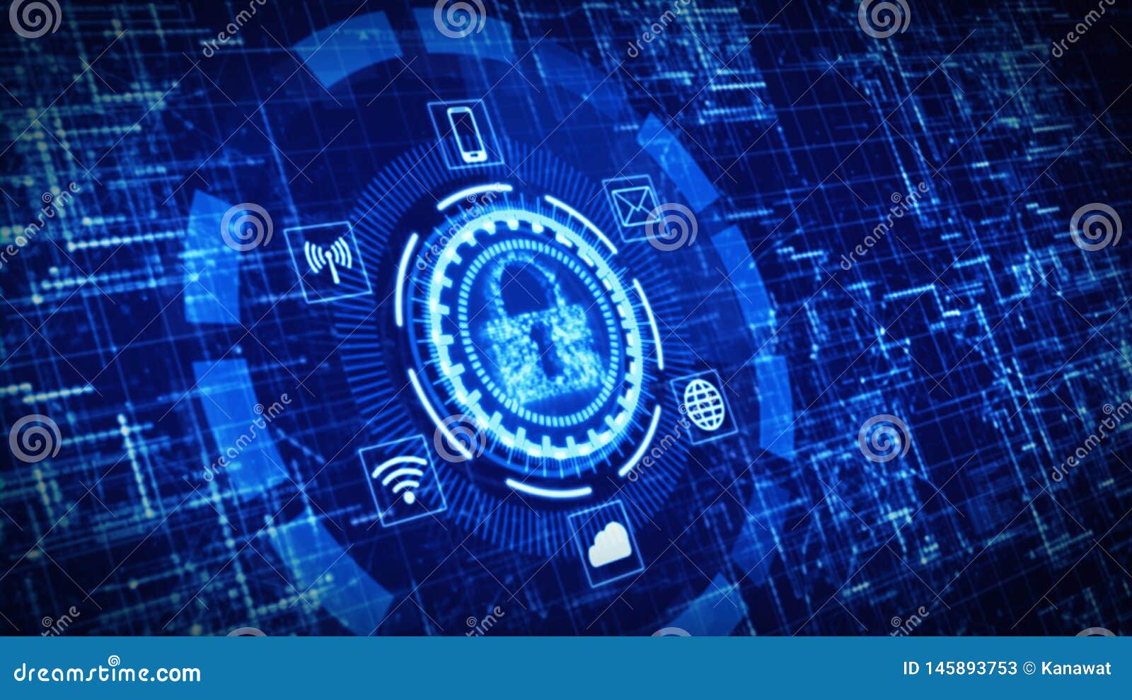 Hi-Tech Digital Cyber Security Display Infographic Stock Illustration ...