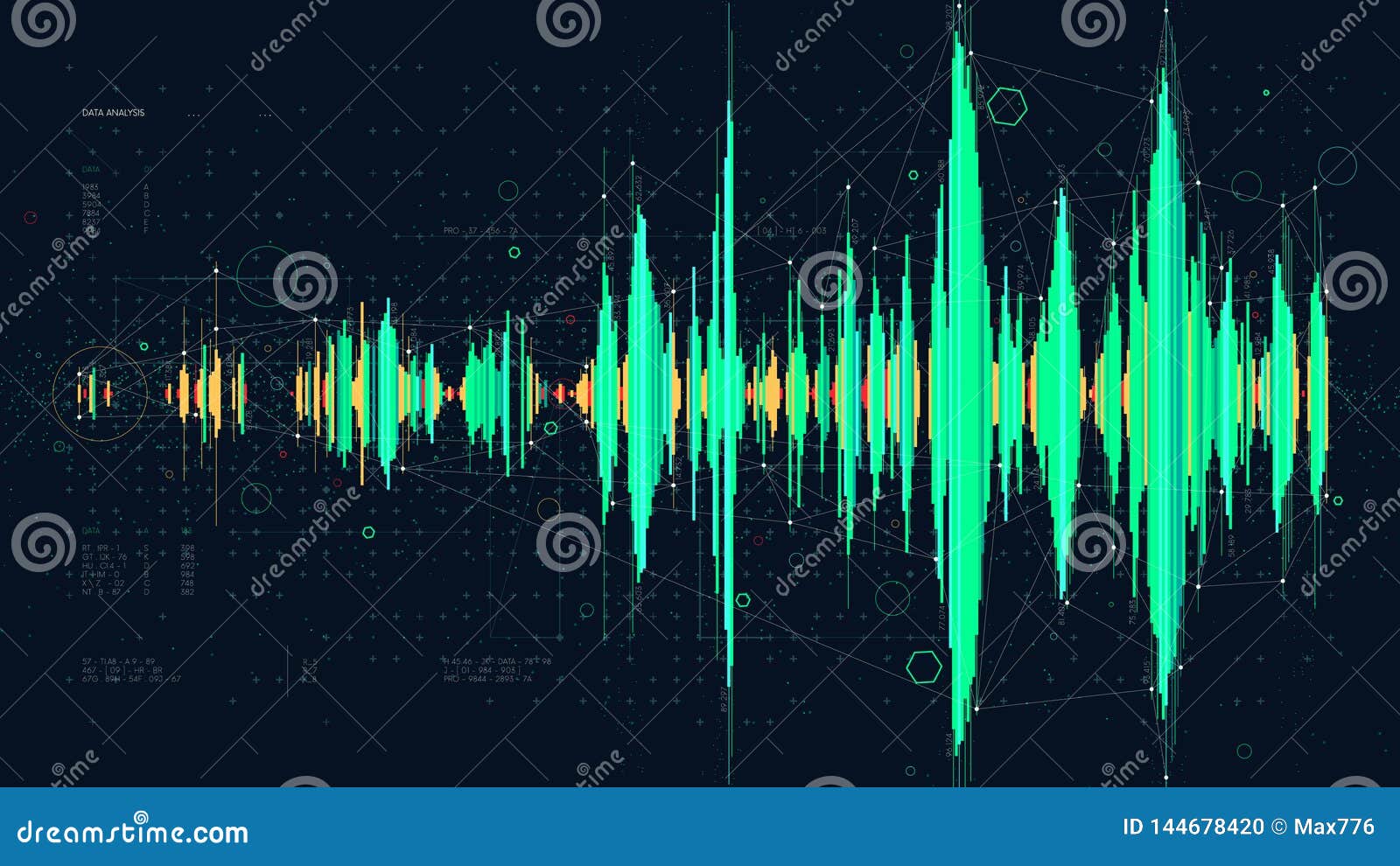 Hi-Tech Digital Technology Frequency Wave Diagram Concept, Futuristic ...
