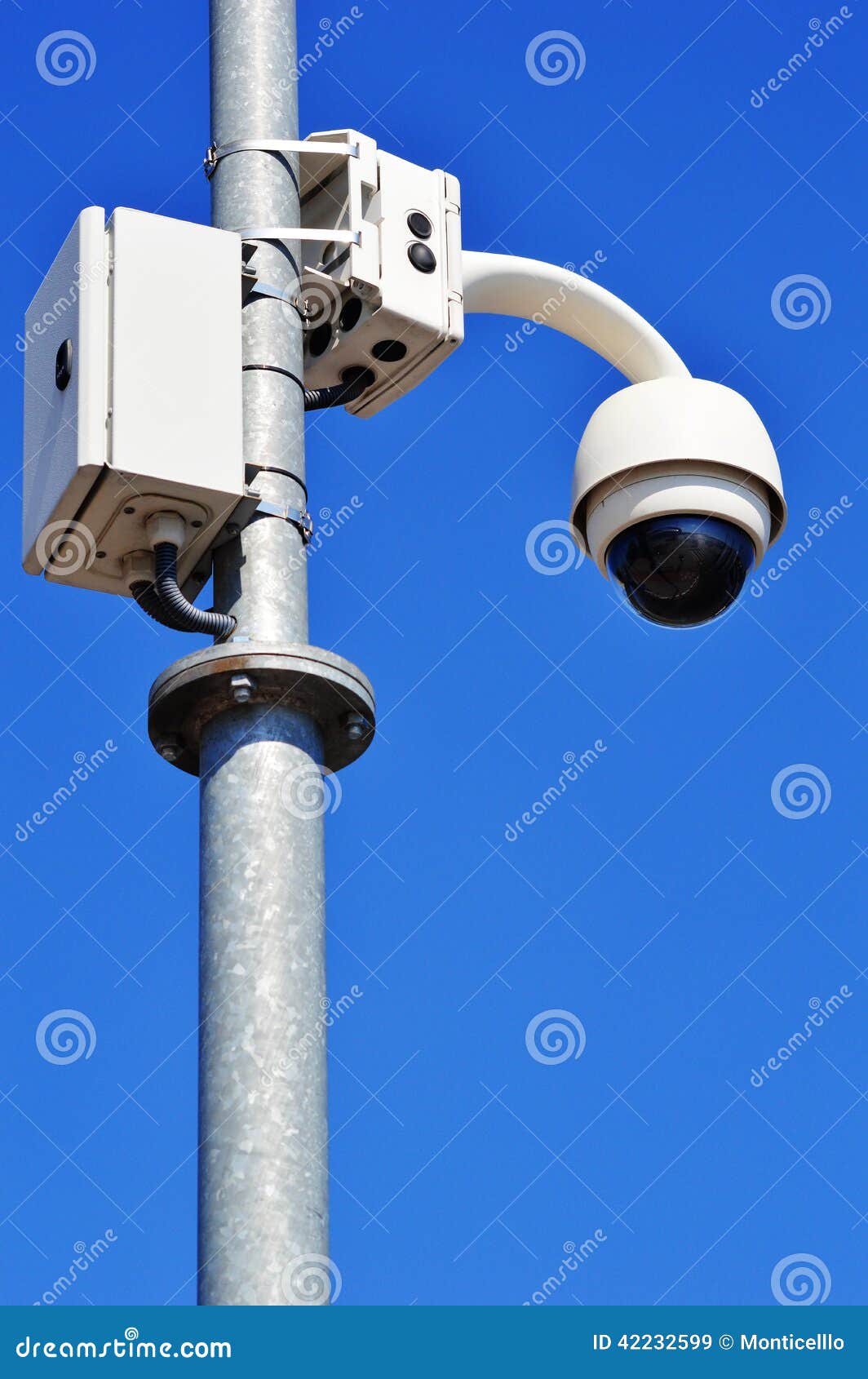 Hi-tech Dome Type Camera Over Blue Sky Stock Image - Image of secure ...