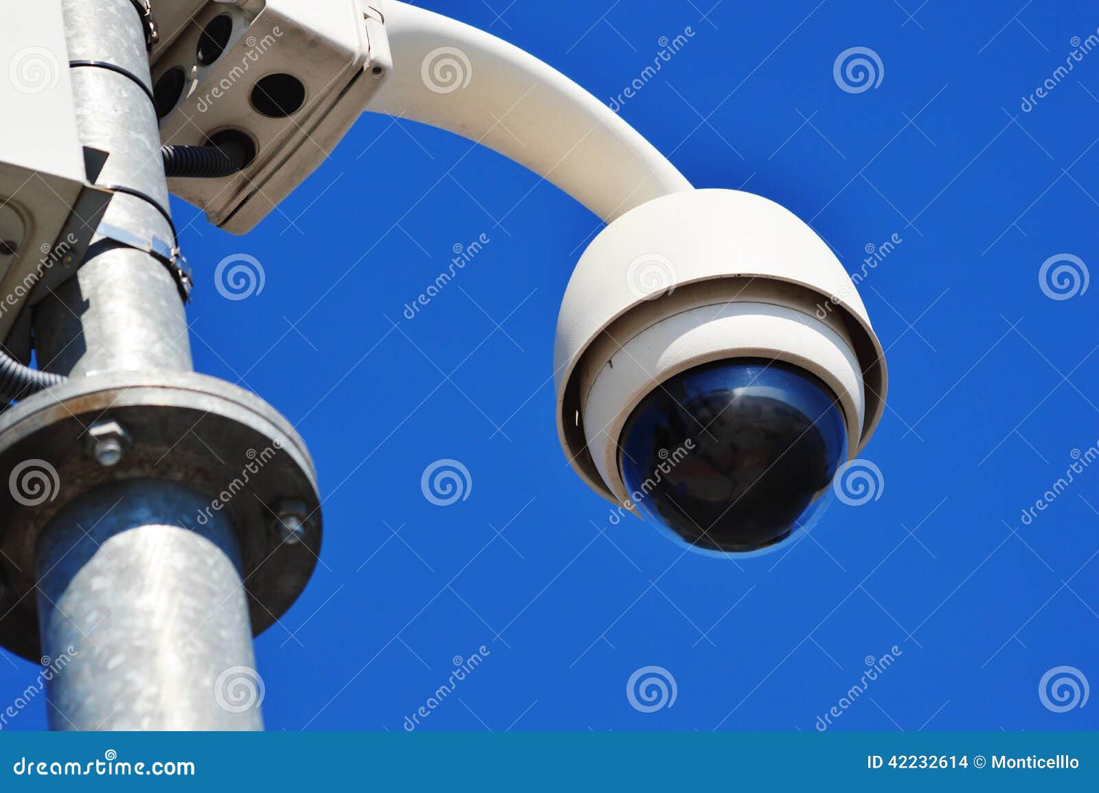 Hi-tech Dome Type Camera Over Blue Sky Stock Photo - Image of private ...