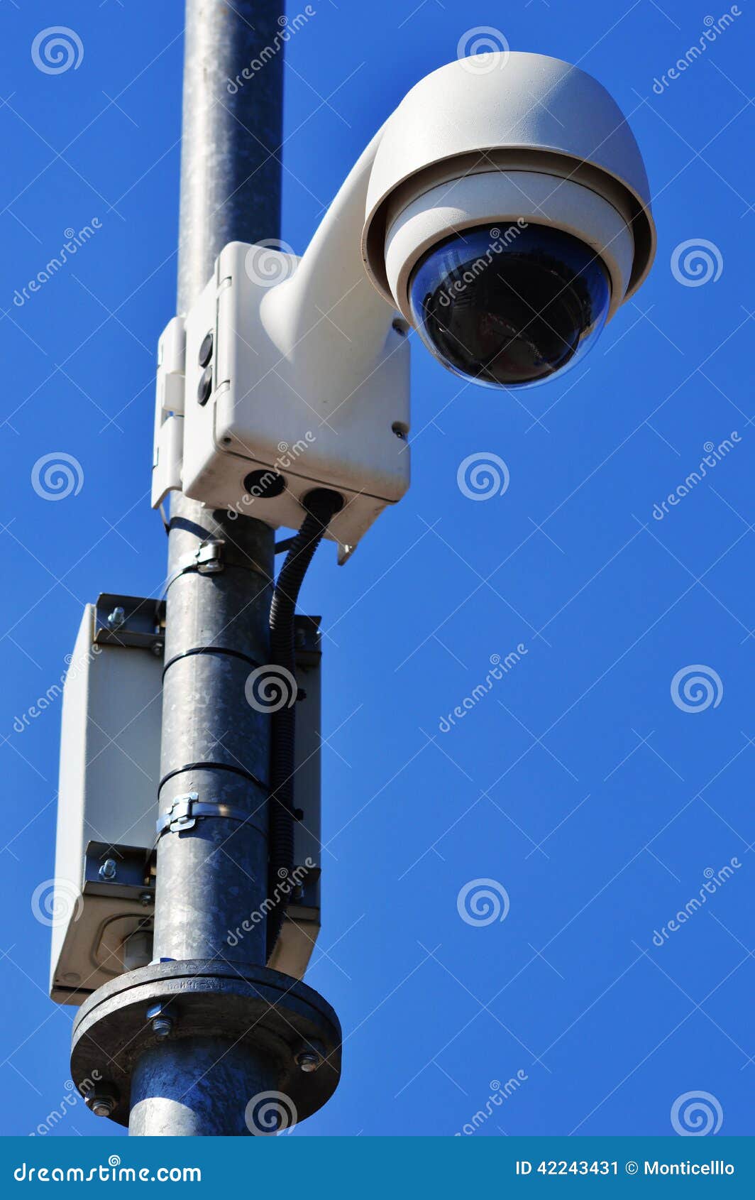 Hi-tech Dome Type Camera Over Blue Sky Stock Image - Image of control ...