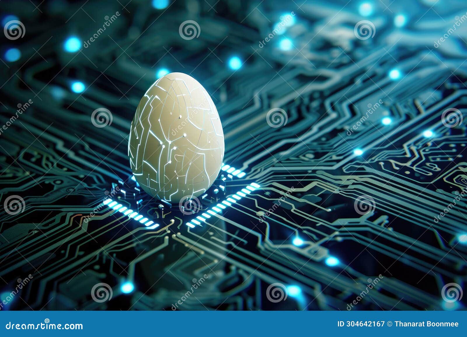 Hi-tech Easter Egg on a Circuit Board, Merging Tradition with Modernity ...
