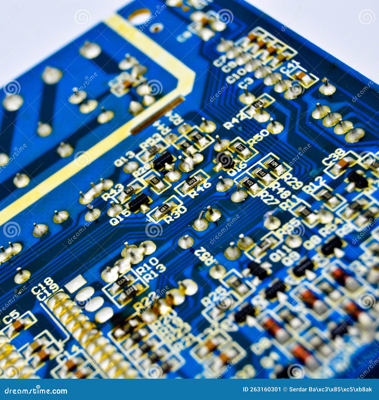 Hi-tech Electronic Circuit Board Isolated on White Background Stock ...