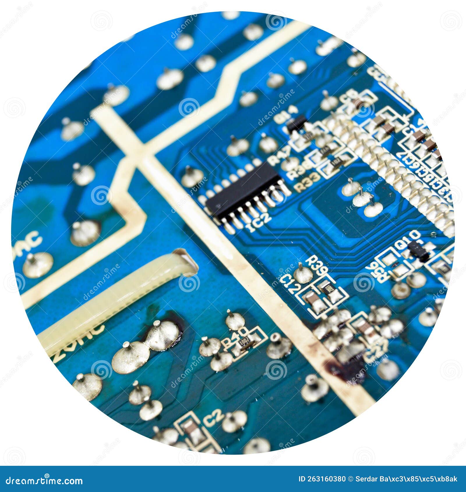 Hi-tech Electronic Circuit Board Isolated on White Background Stock ...