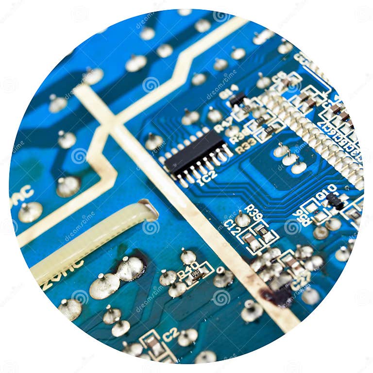 Hi-tech Electronic Circuit Board Isolated on White Background Stock ...