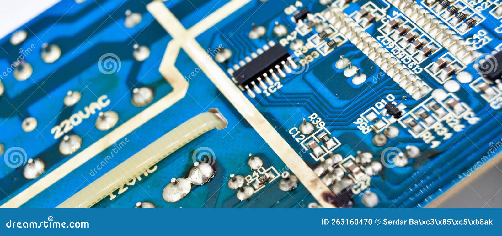 Hi-tech Electronic Circuit Board Isolated on White Background Stock ...