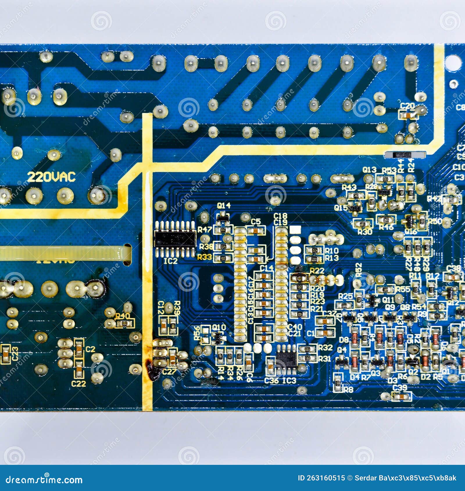 Hi-tech Electronic Circuit Board Isolated on White Background Stock ...