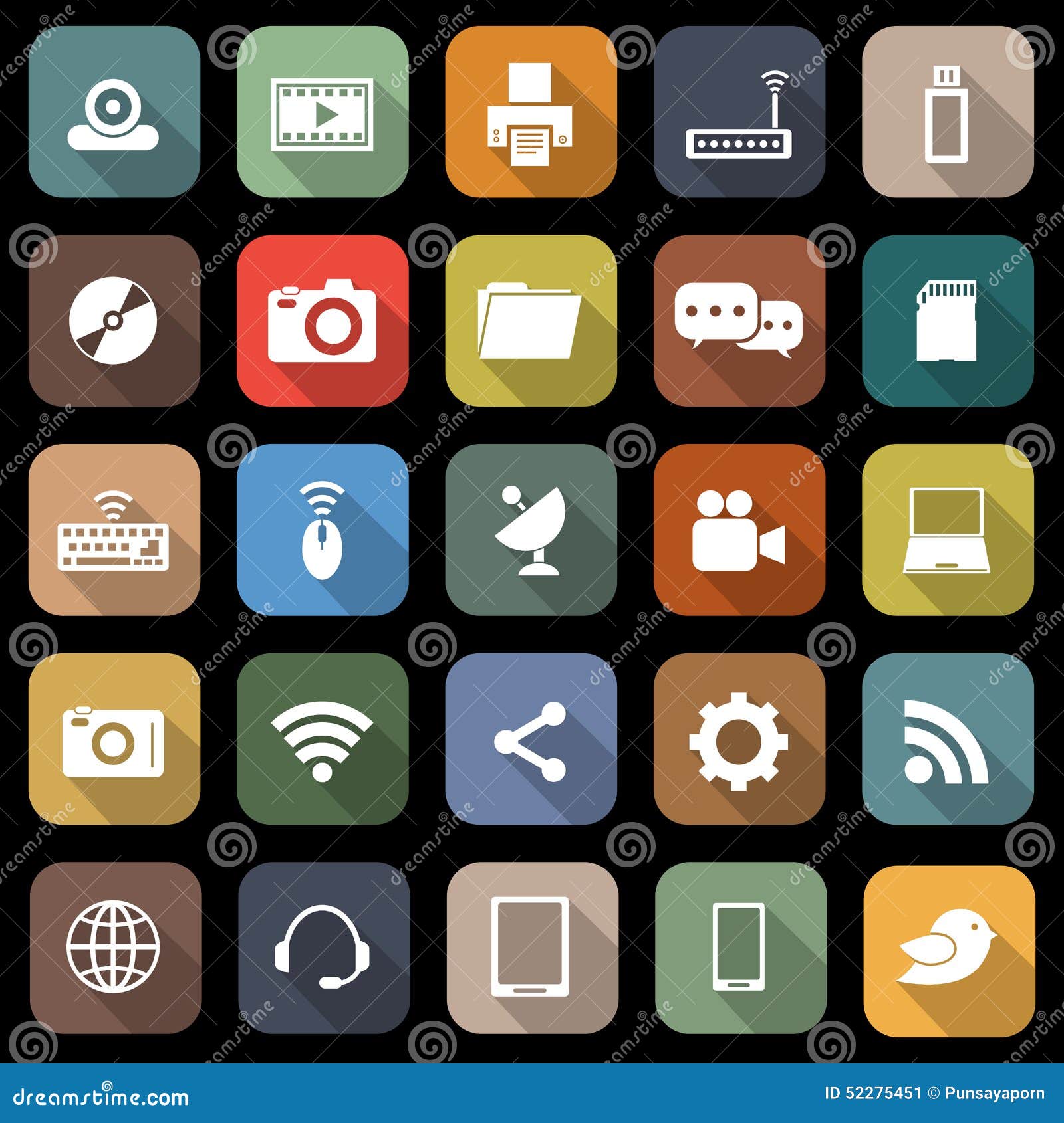 Hi-tech Flat Icons with Long Shadow Stock Vector - Illustration of file ...