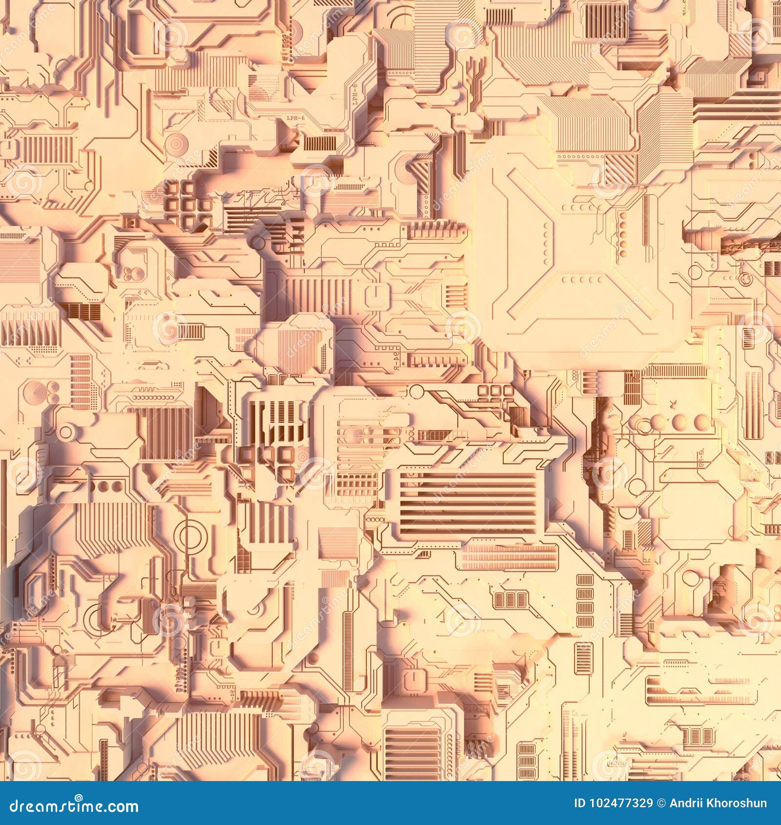 Abstract Futuristic Techno Pattern. Digital 3d Illustration Stock ...