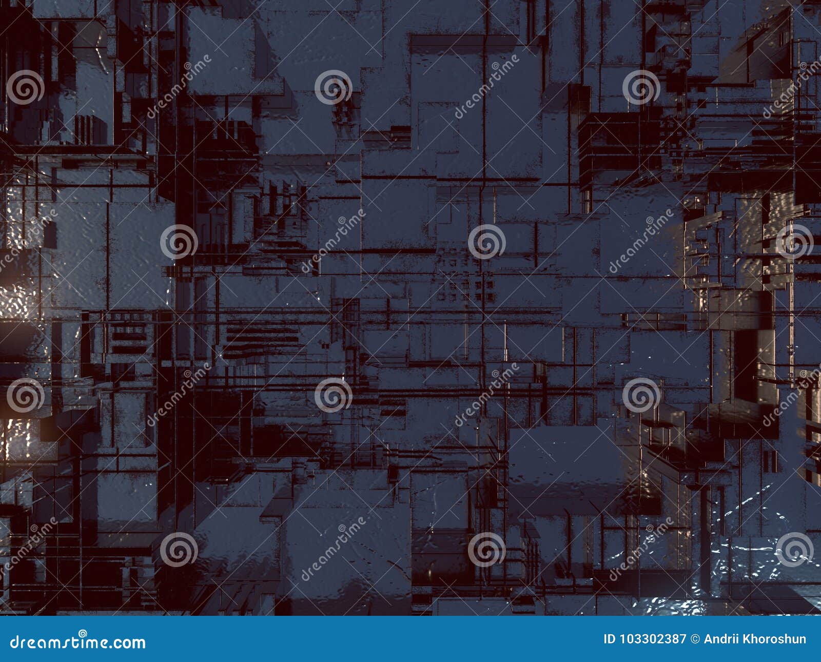 Abstract Futuristic Techno Pattern. Digital 3d Illustration Stock ...