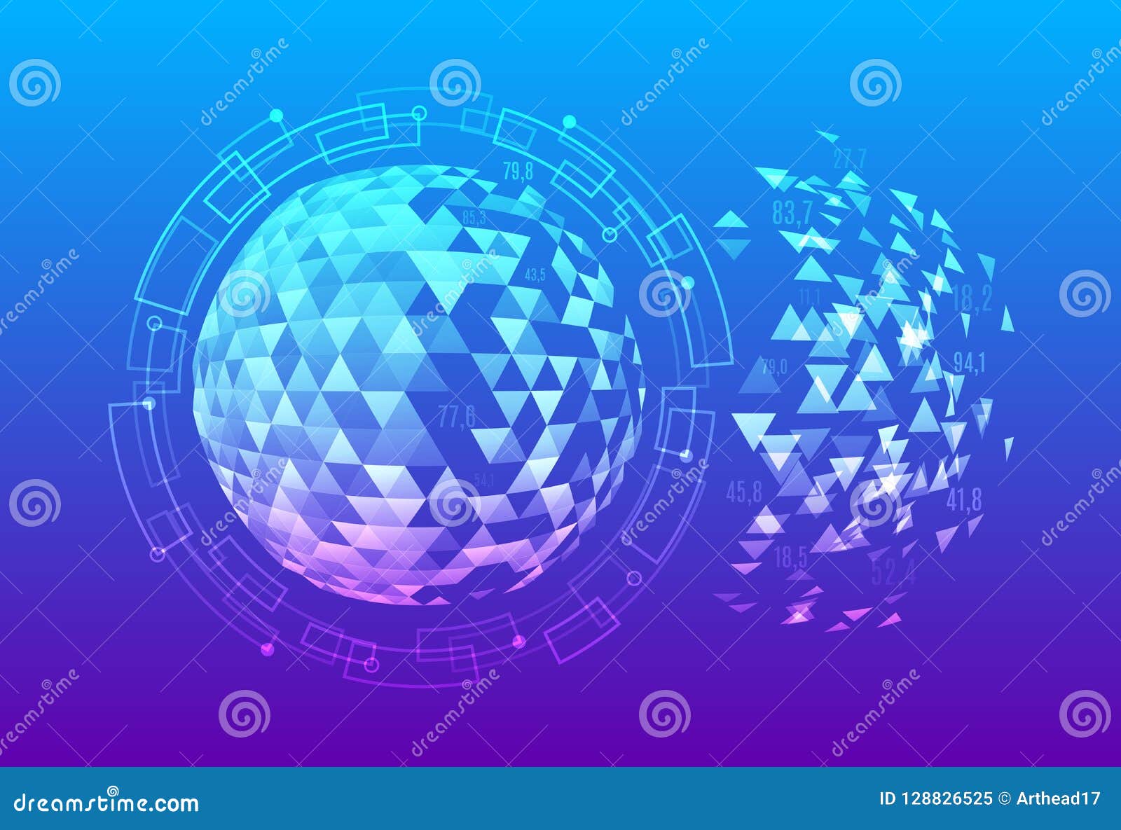 Hi-tech Futuristic Techno Background, Hexagon Shapes and Dots. Stock ...
