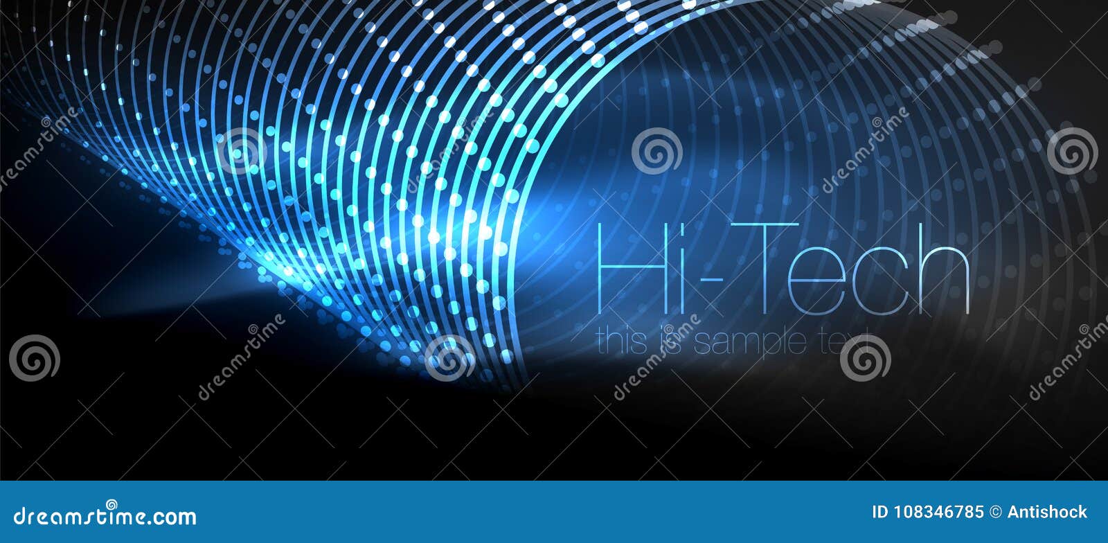 Hi-tech Futuristic Techno Background, Neon Shapes and Dots Stock Vector ...