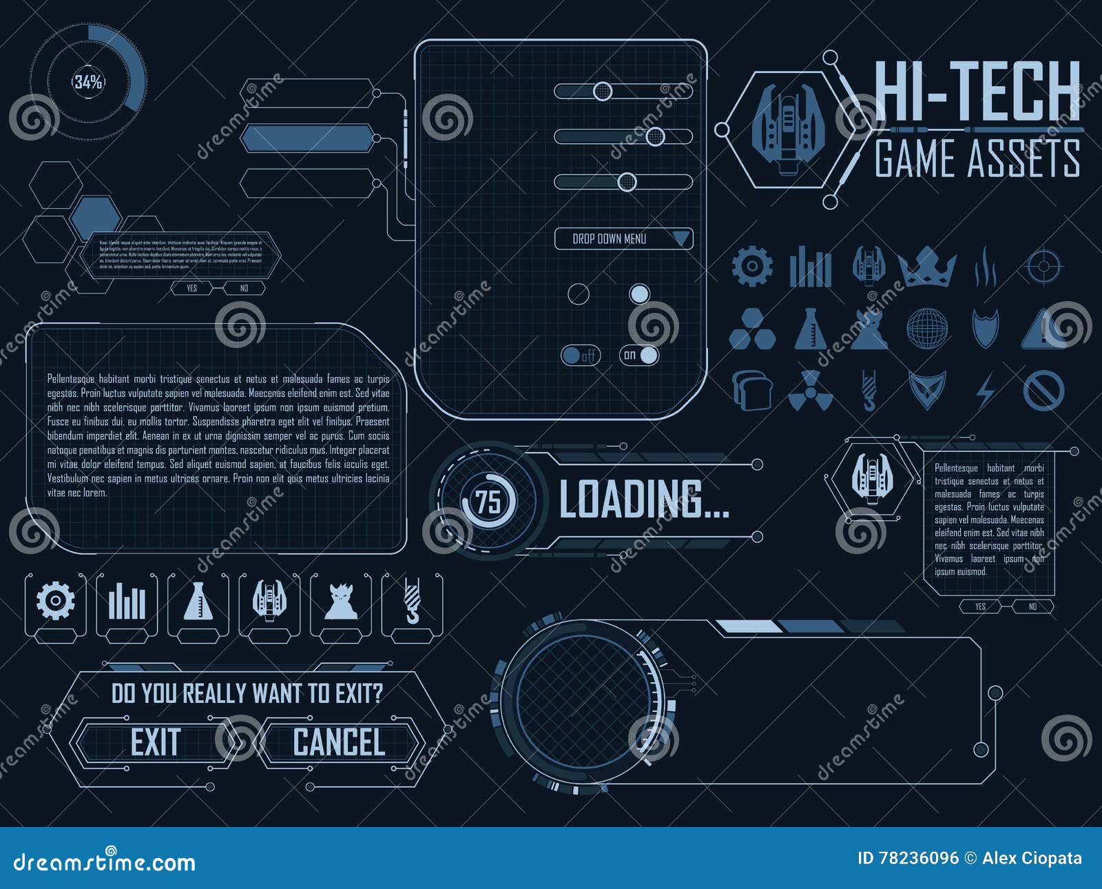 Hi-tech game asset stock vector. Illustration of digital - 78236096